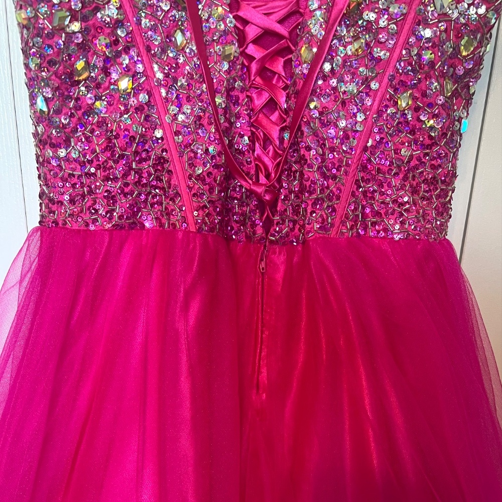 Alexia Designs Prom Dress Hot Pink Sequins Crystals - Gem